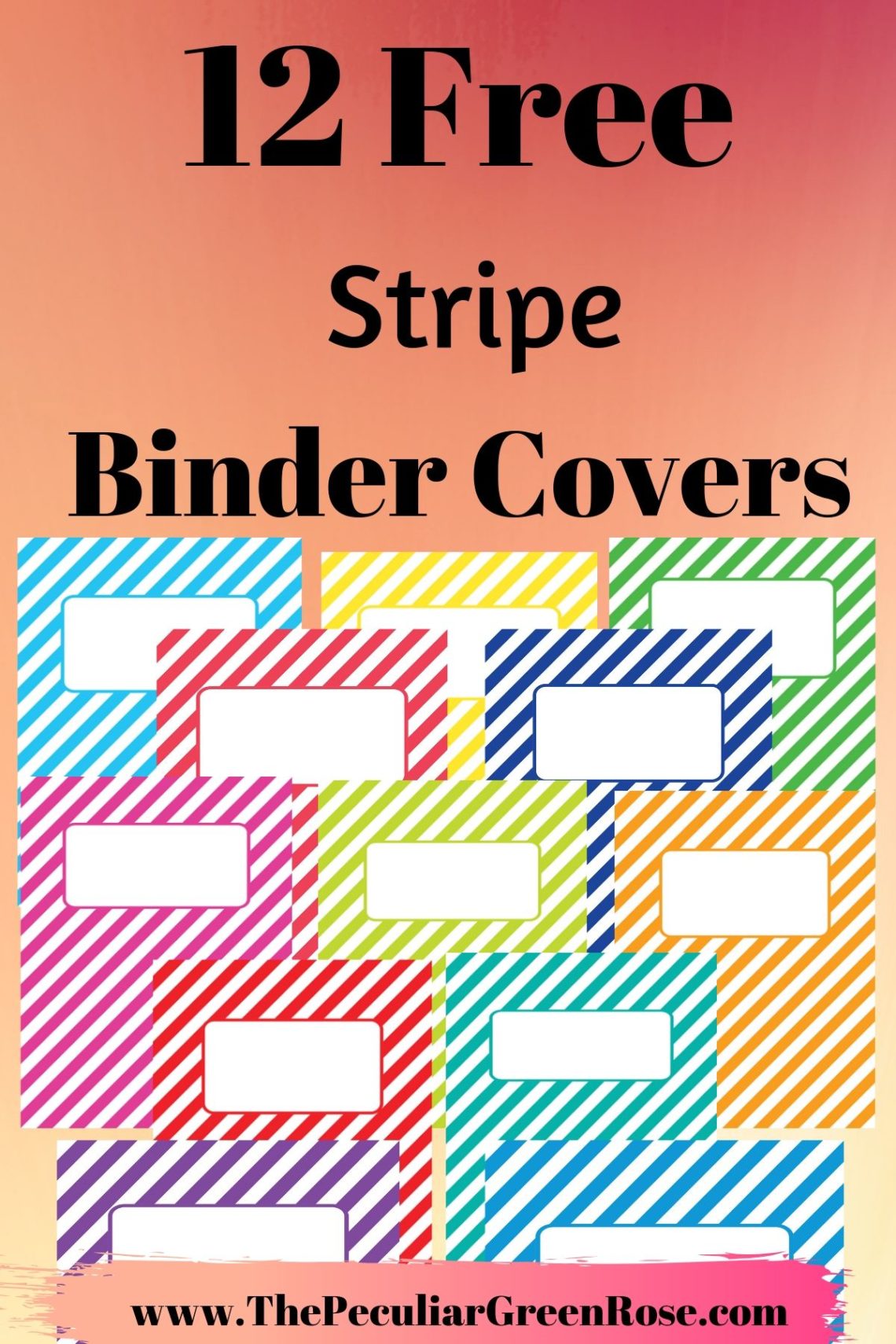12 Free Colorful Stripe Design Binder Cover Printables - The Peculiar ...