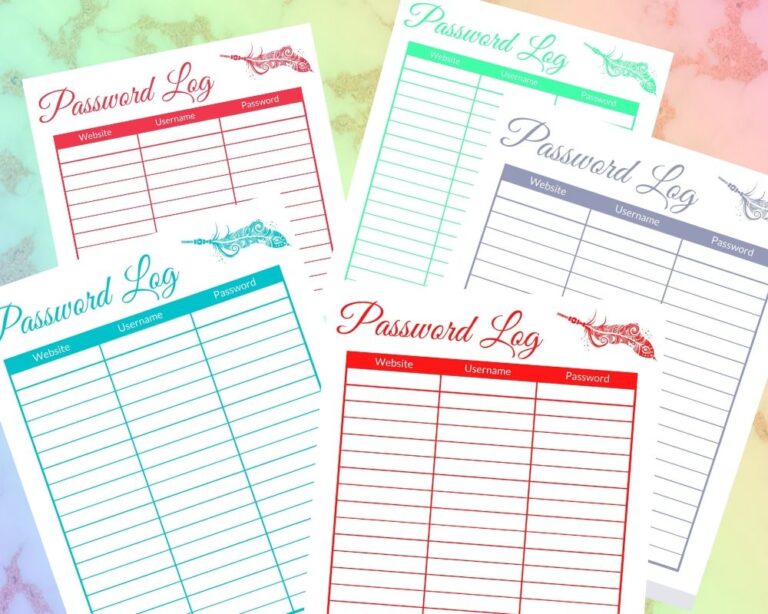 Free Cute Printable Password Log - The Peculiar Green Rose