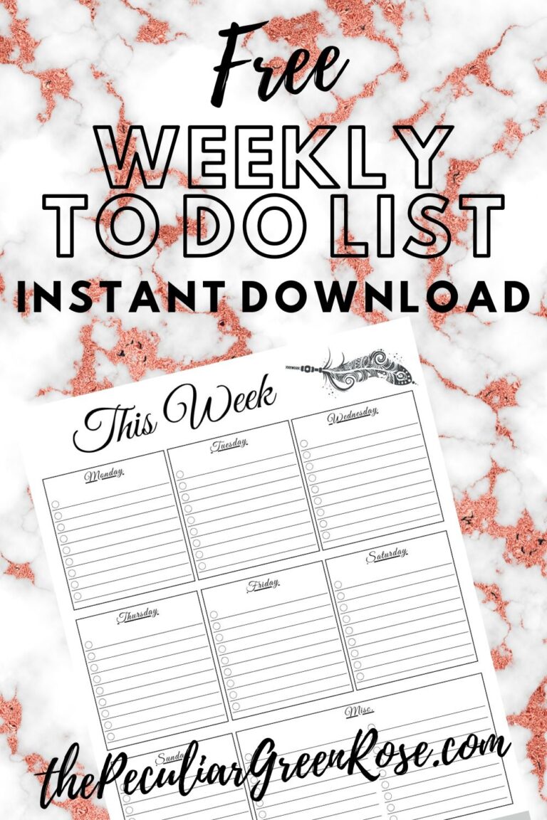 Weekly To Do List - The Peculiar Green Rose