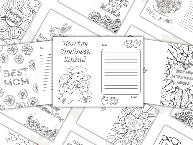 20 Free Foldable Printable Mother's Day Cards to Color PDF - The ...
