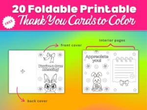 20 Free Foldable Printable Thank You Cards to Color PDF - The Peculiar ...