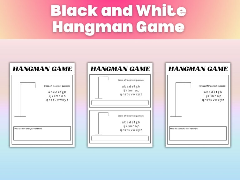 Printable Hangman Game - The Peculiar Green Rose